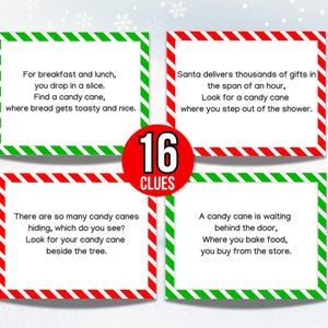 Candy Cane Treasure Hunt, Indoor Candy Cane Scavenger Hunt, 40 Treasure ...