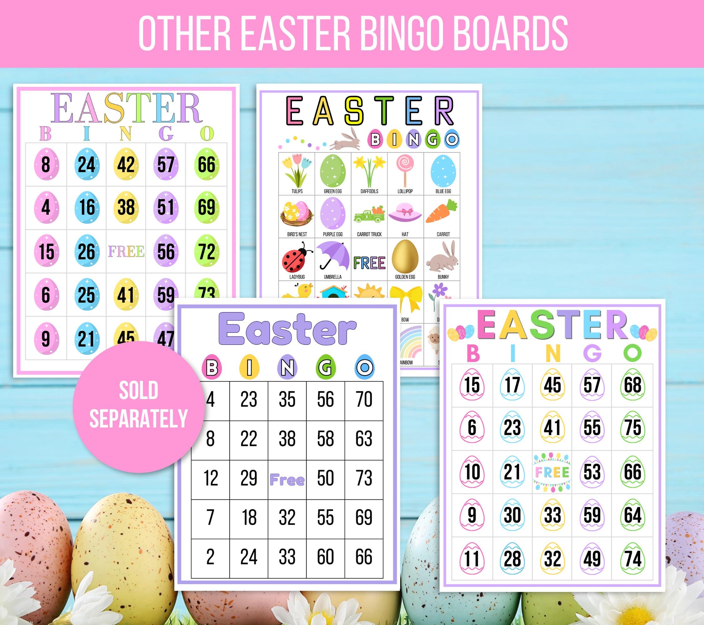 Easter Bingo, 30 Printable Easter Bingo Cards, Easter Activity for Kids ...
