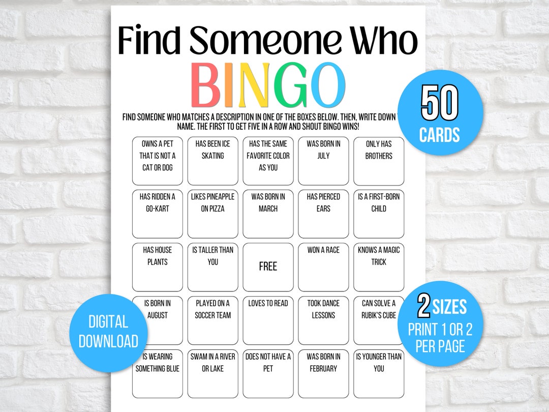 Get to Know You Bingo, Find Someone Who Bingo, Find the Guest Bingo ...