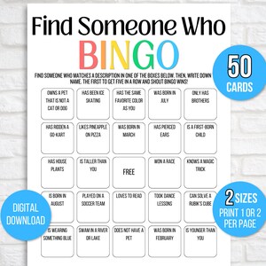 Get to Know You Bingo, Find Someone Who Bingo, Find the Guest Bingo ...
