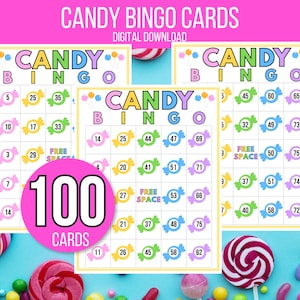 Candy Bingo, 100 Printable Candy Bingo Cards, Sweet Treats Bingo, Candy ...