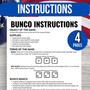 Patriotic Bunco Score Sheet, Patriotic Bunco, Memorial Day Bunco, 4th ...