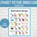 Picture Alphabet Bingo, 30 Printable Alphabet Bingo Cards, ABC Practice ...