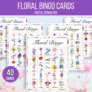 Flower Bingo, Spring Bingo, Garden Bingo, 40 Printable Flower Bingo ...