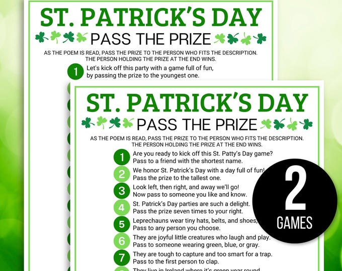 St. Patrick's Pass the Prize Game | St. Patrick Day Games | Printable ...