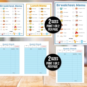 Pretend Play Menus, Pretend Restaurant Menus, Kids Play Menus, Kitchen ...
