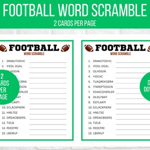 Football Word Scramble, Printable Football Word Scramble, Football ...