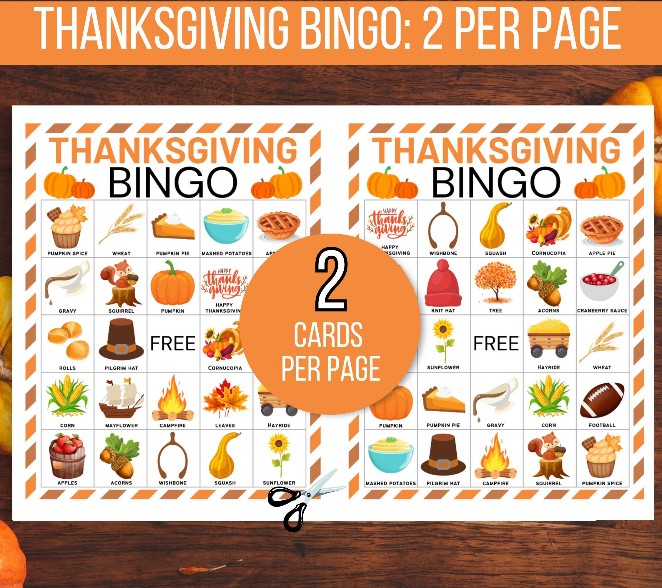 Thanksgiving Bingo, 50 Thanksgiving Bingo Cards, Thanksgiving Activity ...