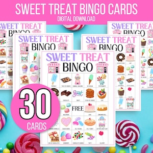 Sweet Treats Bingo, Candy Bingo, 30 Printable Candy Bingo Cards, Candy ...