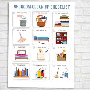 Kids Cleaning Checklist With Pictures, Kids Tidying Checklists, Kids ...
