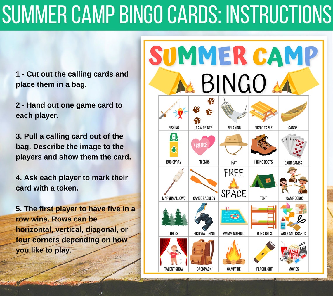 Bingo pour colonie de vacances, 30 cartes de bingo pour colonie de ...