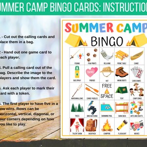 Summer Camp Bingo, 30 Summer Camp Bingo Cards, Summer Camp Game, Camp ...