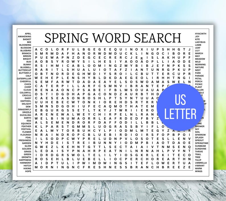 Giant Spring Word Search, Giant Word Search, Giant Word Find, Spring ...