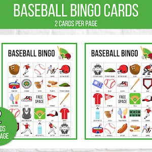 Baseball Bingo, 30 Unique Printable Baseball Bingo Cards, Baseball Game ...
