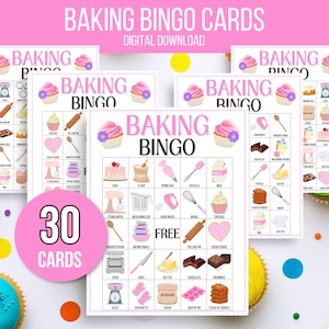 Baking Bingo, 30 Printable Baking Bingo Cards, Baking Birthday, Baking ...