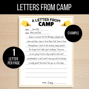 Letters From Camp, Summer Camp Letters, Printable Letter From Camp ...