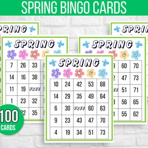 Spring Bingo, 100 Spring Bingo Cards, Spring Carte Bingo, Spring ...
