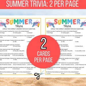 Summer Trivia Game, Summer Trivia Quiz, Printable Summer Game, Summer ...