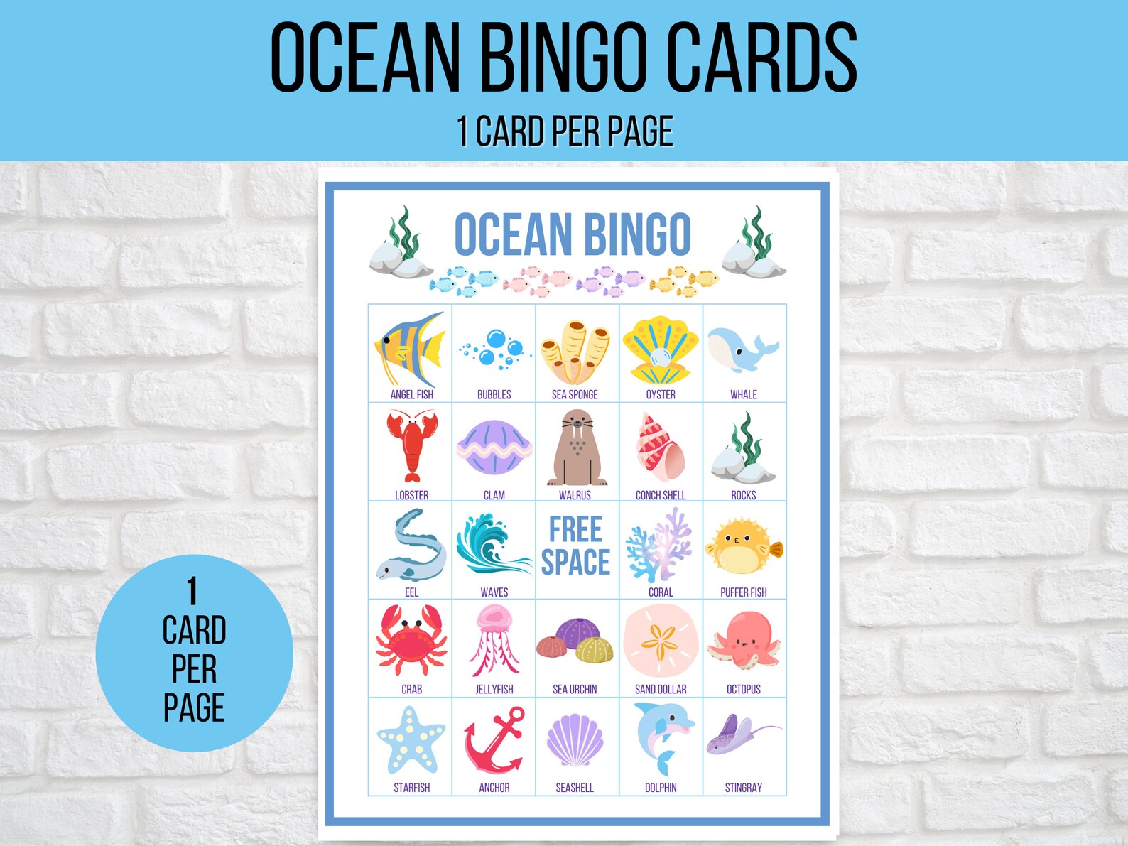 Ocean Bingo Under the Sea Bingo 30 Printable Ocean Bingo - Etsy