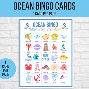 Ocean Bingo, Under the Sea Bingo, 30 Printable Ocean Bingo Cards, Ocean ...