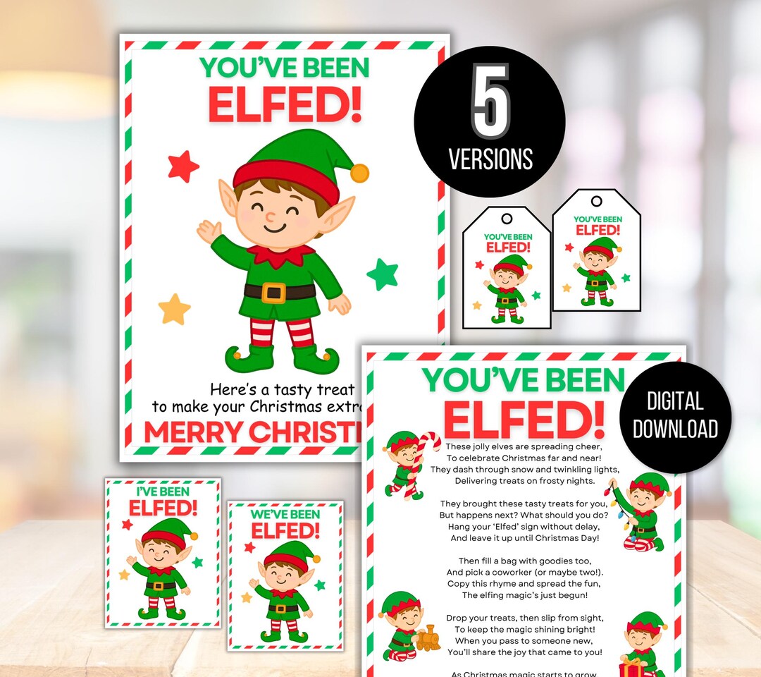 You've Been Elfed Printable Christmas Kit, I've Been Elfed Coworker ...