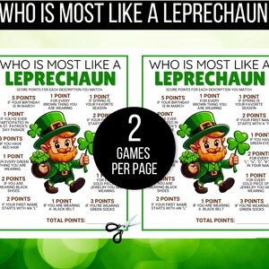 St. Patrick's Day Game, Who is Most Like a Leprechaun Game, St. Patrick ...