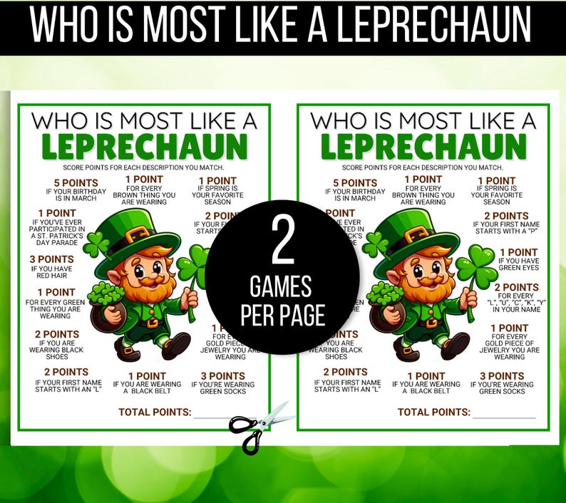St. Patrick's Day Game, Who is Most Like a Leprechaun Game, St. Patrick ...