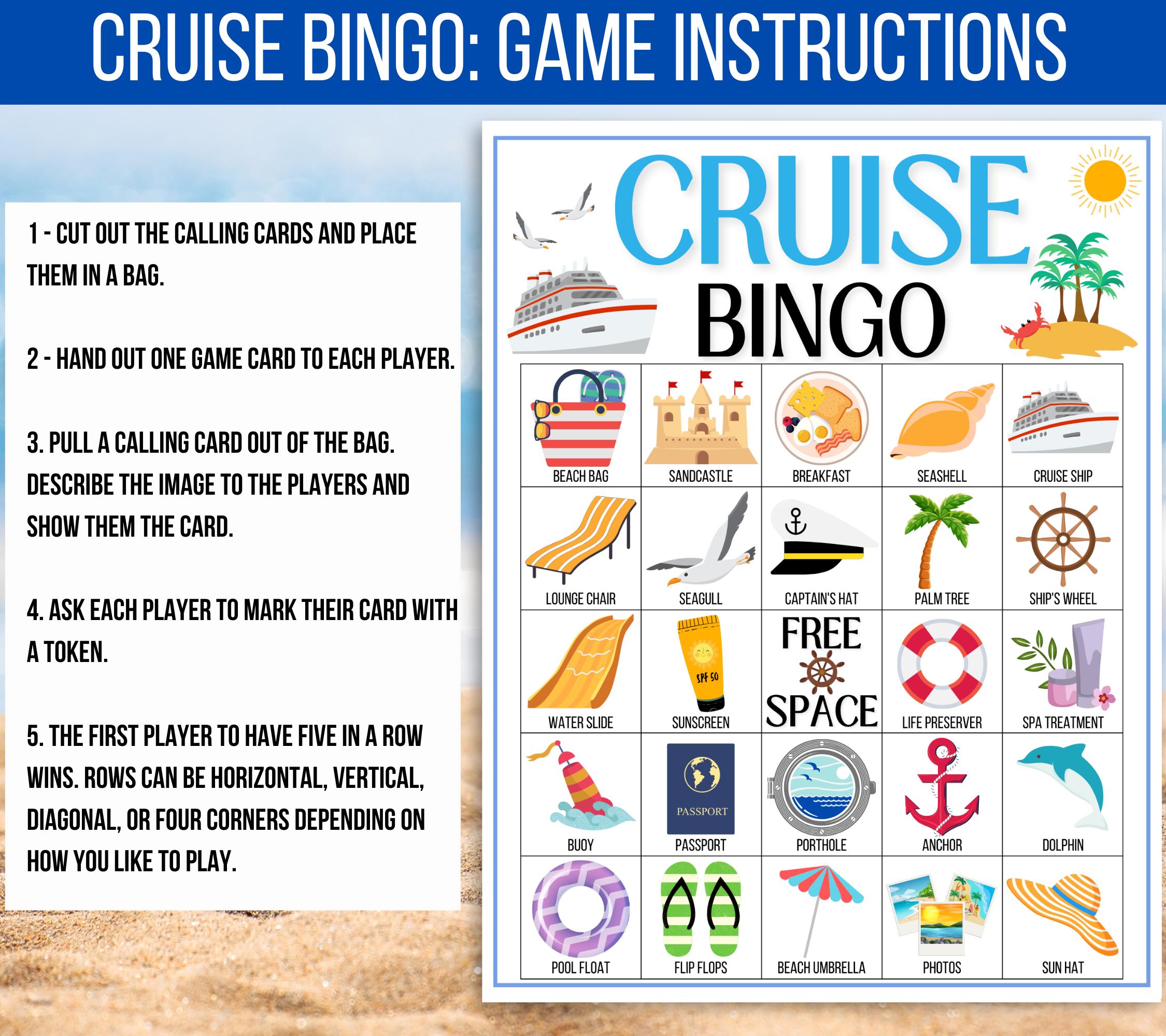 Cruise Bingo, 60 Cruise Bingo Cards, Cruise Games, Cruise Ship Bingo ...