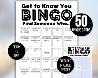 Find Someone Who Bingo | Fun Icebreaker Game for Office Parties, Family ...