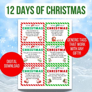 12 Days of Christmas Gift Tags, 12 Days of Christmas, Printable ...