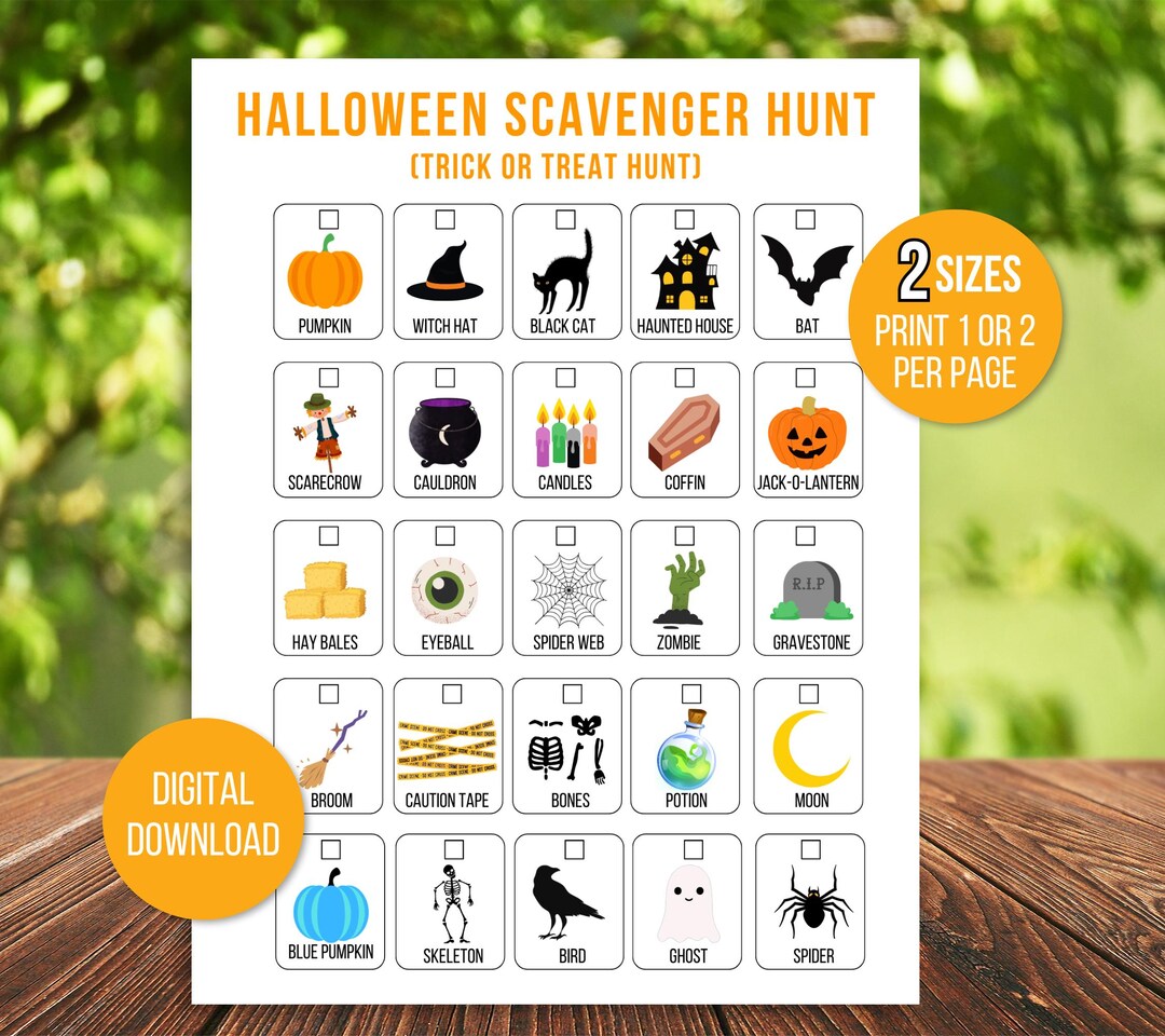 Halloween Scavenger Hunt for Kids, Halloween Scavenger Hunt, Halloween ...