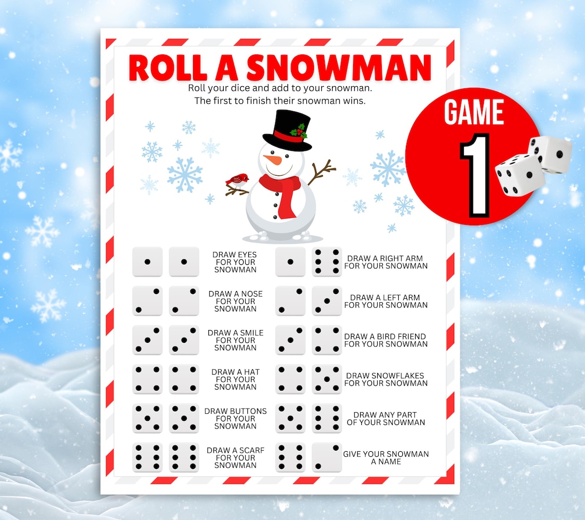 Roll a Christmas Tree Game Printable, Roll a Snowman, Roll a Dice ...