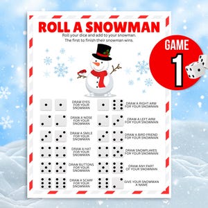 Roll a Christmas Tree Game Printable, Roll a Snowman, Roll a Dice ...