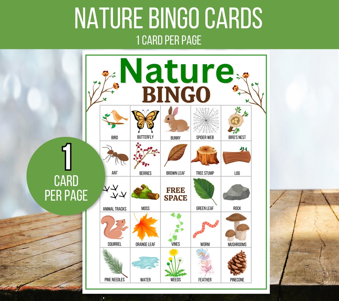 Nature Bingo, 30 Printable Nature Bingo Cards, Nature Party Game ...