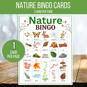 Nature Bingo, 30 Printable Nature Bingo Cards, Nature Party Game ...
