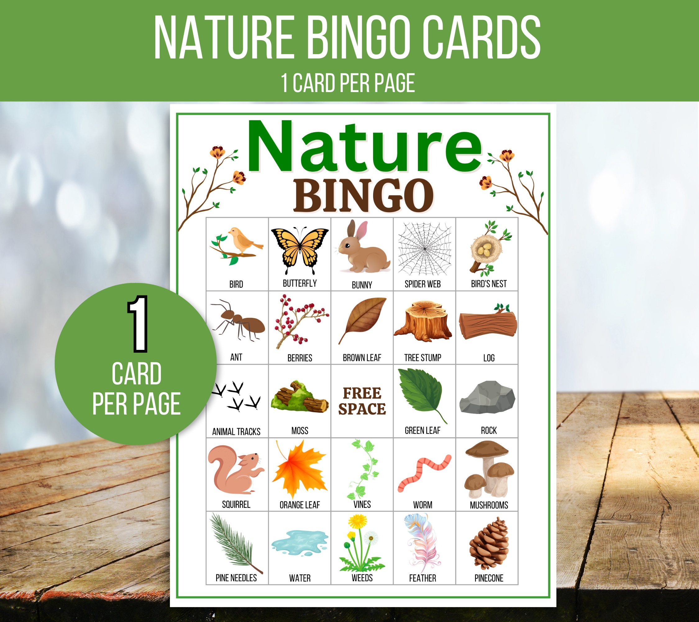Nature Bingo, 30 Printable Nature Bingo Cards, Nature Party Game ...