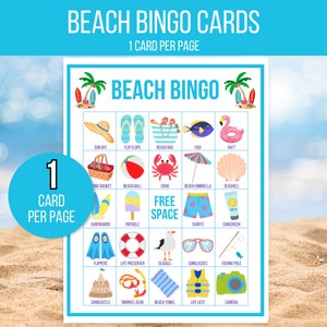 Beach Bingo, Fun in the Sun Bingo, 30 Printable Beach Bingo Cards ...