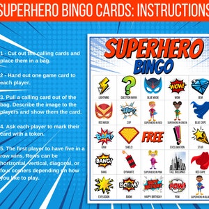 Superhero Bingo, 30 Superhero Bingo Cards, Superhero Game, Superhero ...