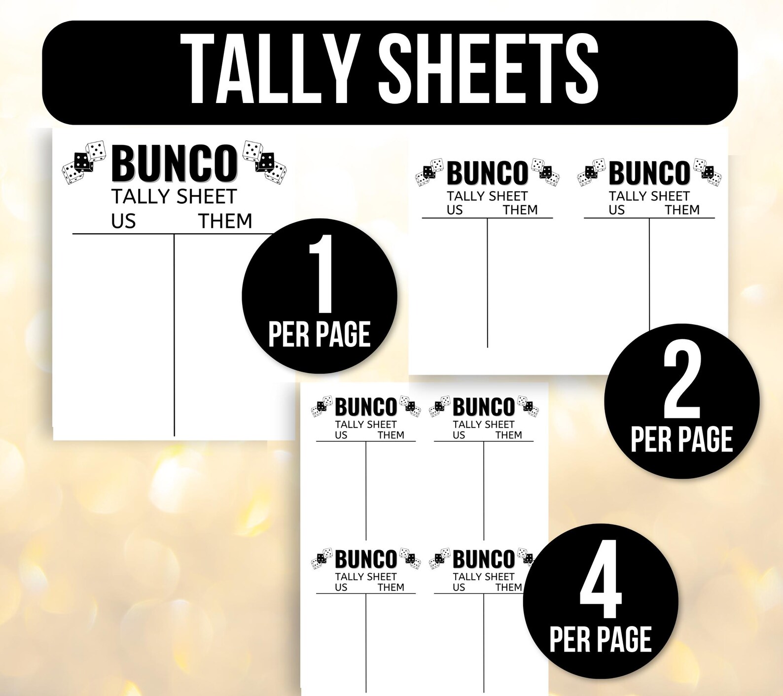 Bunco Score Sheet, Bunco Tally Sheets, Bunco Scorecards, Bunco Game ...