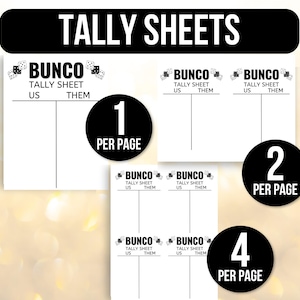 Bunco Score Sheet, Bunco Tally Sheets, Bunco Scorecards, Bunco Game ...