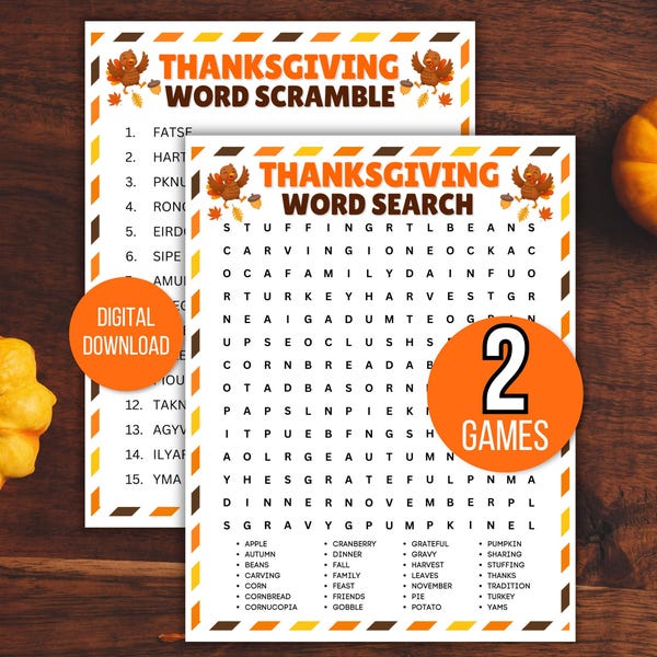 Thanksgiving Word Scramble - Etsy