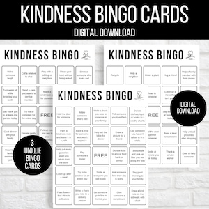 Kindness Bingo, 3 Kindness Bingo Cards, Acts of Kindness Bingo, Kid's ...