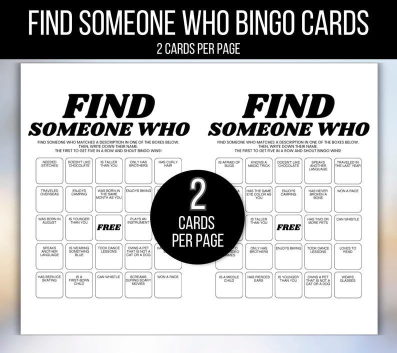 Find Someone Who Bingo, Find Someone Who Bingo Template, Get to Know ...