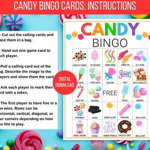 Candy Bingo, 30 Printable Candy Bingo Cards, Sweet Treats Bingo, Candy ...