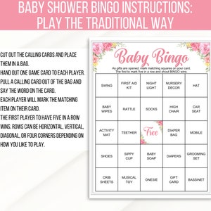 100 Baby Shower Bingo Cards, Baby Girl Bingo Game Cards, Baby Gift ...