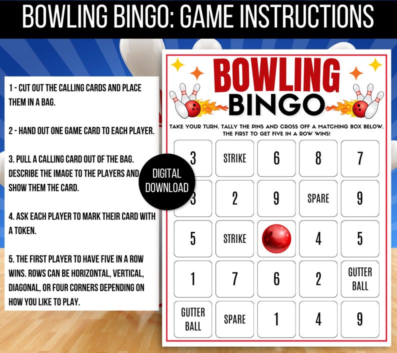 Bowling Bingo, 50 Bowling Bingo Cards, Bowling Game, Bowling Activity ...