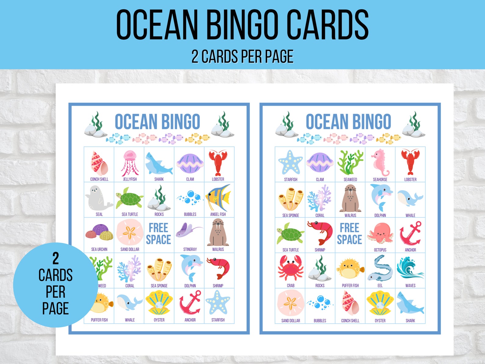 Ocean Bingo Under the Sea Bingo 30 Printable Ocean Bingo - Etsy