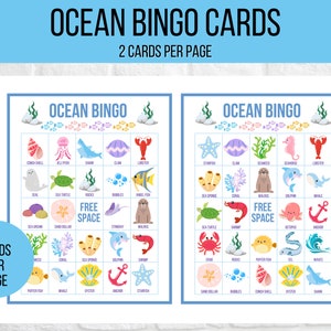 Ocean Bingo, Under the Sea Bingo, 30 Printable Ocean Bingo Cards, Ocean ...