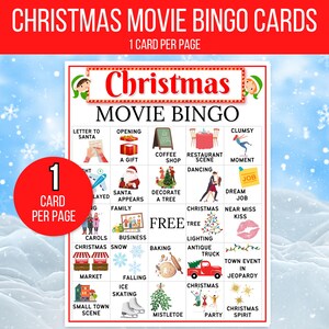 Christmas Movie Bingo, 50 Christmas Bingo Cards, Hallmark Movie Bingo ...