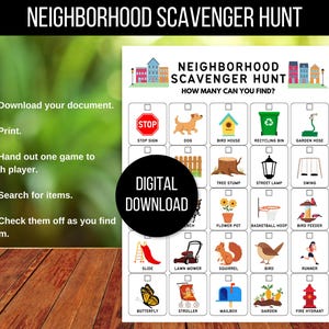 Neighborhood Scavenger Hunt for Kids, Outdoor Nature Scavenger Hunt ...